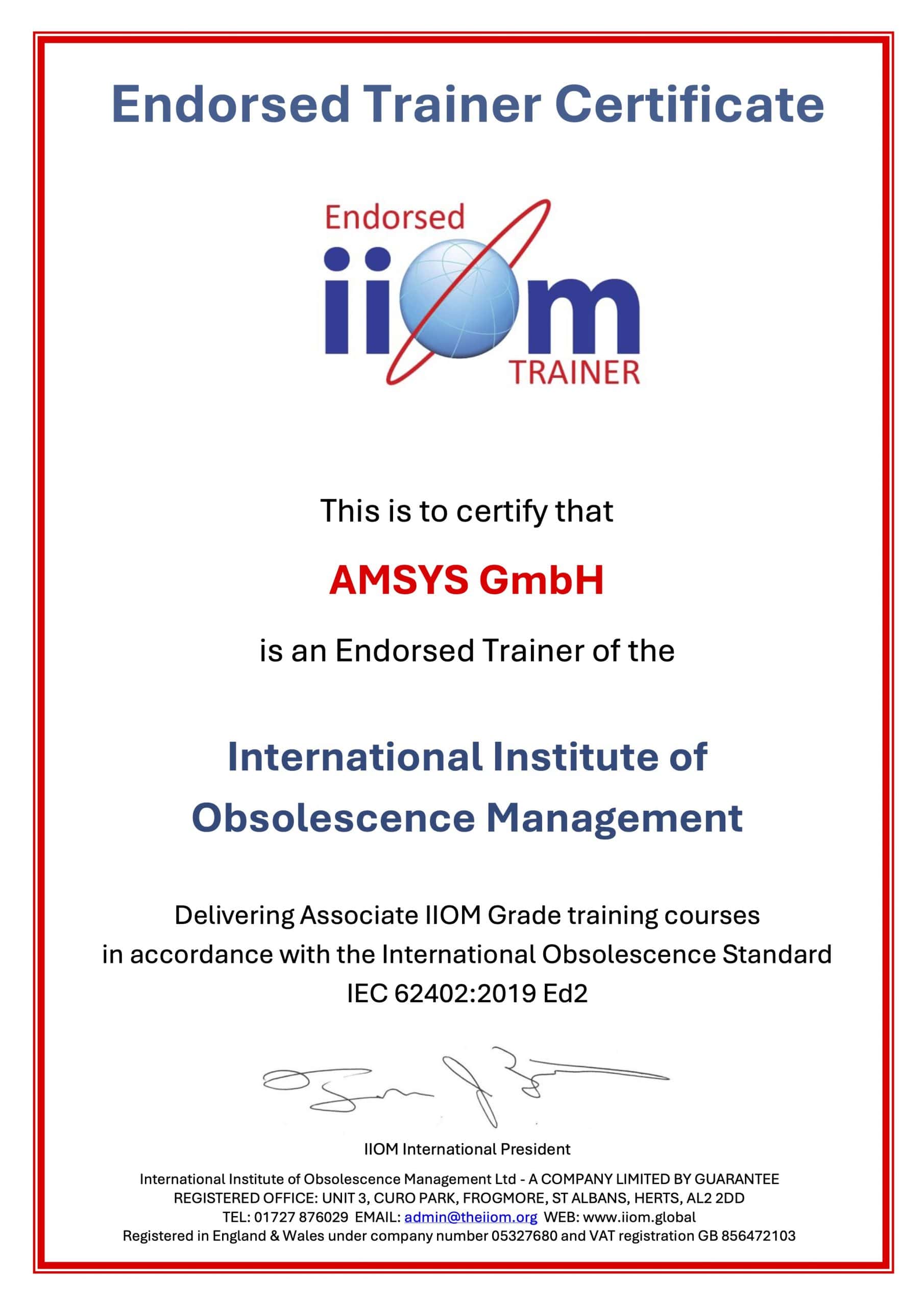 IIOM Endorsed Trainer Accreditation - AMSYS